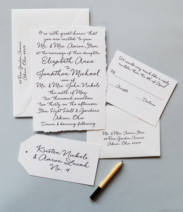 Handwritten inspired Wedding Invitations Only At Mospens Studio