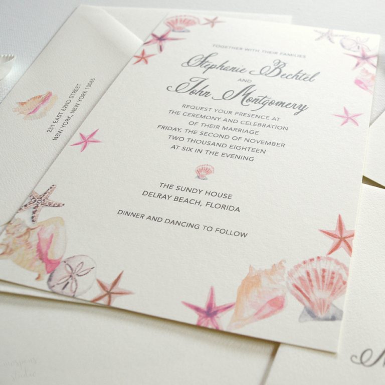 Seashells Seashells Beach Wedding Invitations