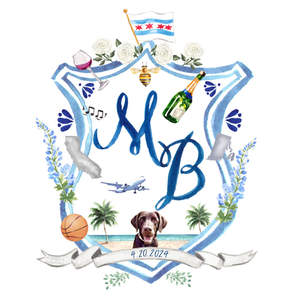 Custom Illustrated Watercolor Crest