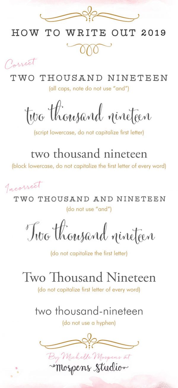 How to write out two thousand nineteen 2019