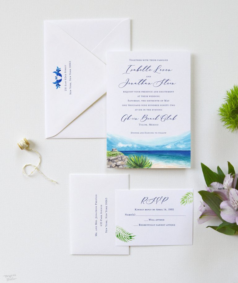 Tulum Mexico Beach Wedding Invitations