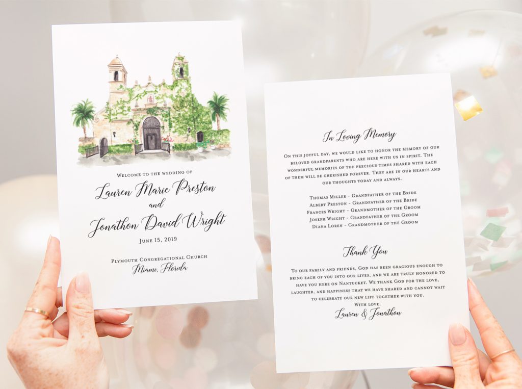 Plymouth Congregational Church Wedding Programs